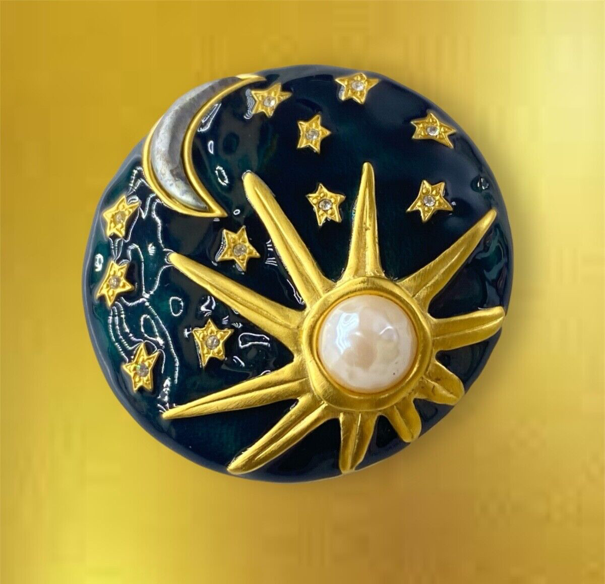 Vintage Karl Lagerfeld SUN MOON STARS Pin Brooch ***E… - Gem