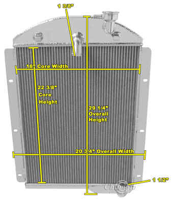 3 Row Aluminum Radiator Fit 1941 1942 1943 1944 1945 1946 Chevy Pickup ...
