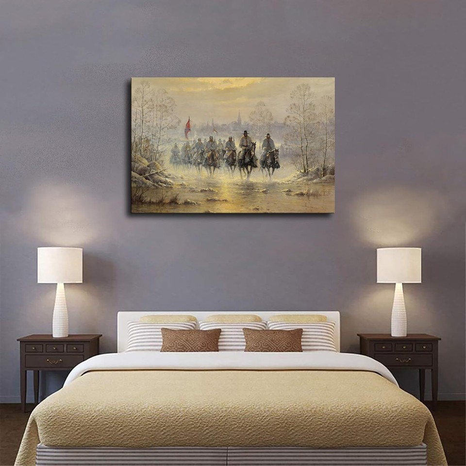 Confederate Army Cavalry Civil War Poster Canvas Painting Wall Art ...