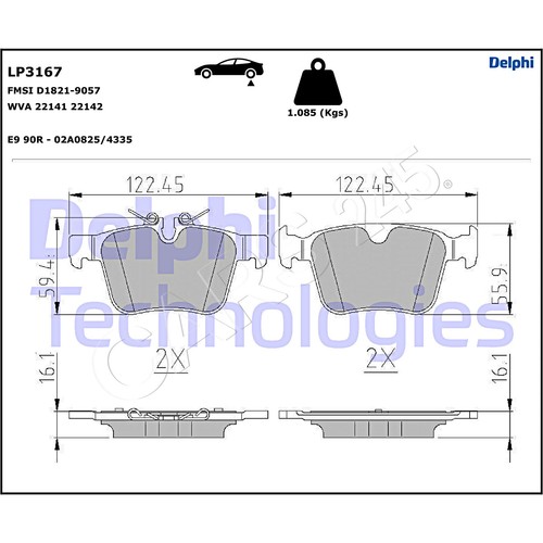 DELPHI Disc Brake Pad Set For JAGUAR LAND ROVER VOLVO F-Pace Xe Xf 14 ...