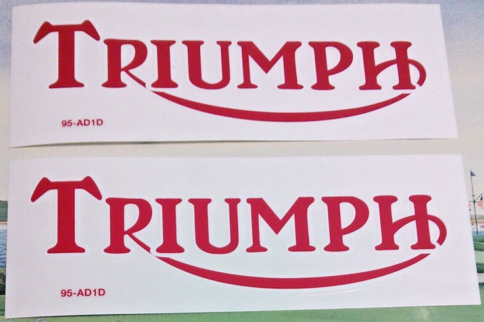 Triumph 2" x 6" red with white edge die cut vinyl gas petrol tank ...