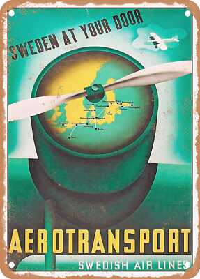 METAL SIGN - 1948 Sweden at Your Door Aerotransport Swedish Air Lines ...