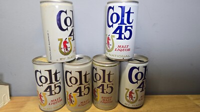 Lot of 6 Vintage Colt 45 Malt Liquor Beer Cans Pull Tab Stout & Regular ...