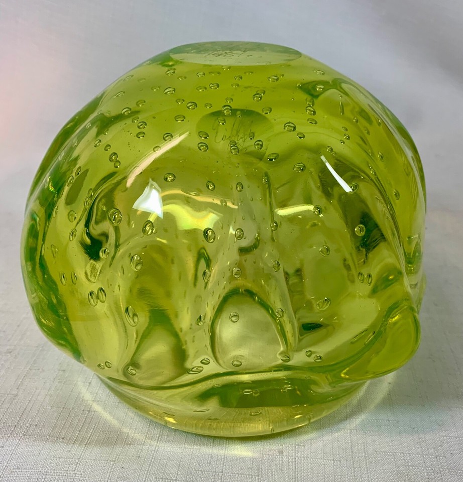 SIGNED EICKHOLT 1984 VASELINE CONTROLLED BUBBLE FLUORESCING 5.5"H X 7 ...
