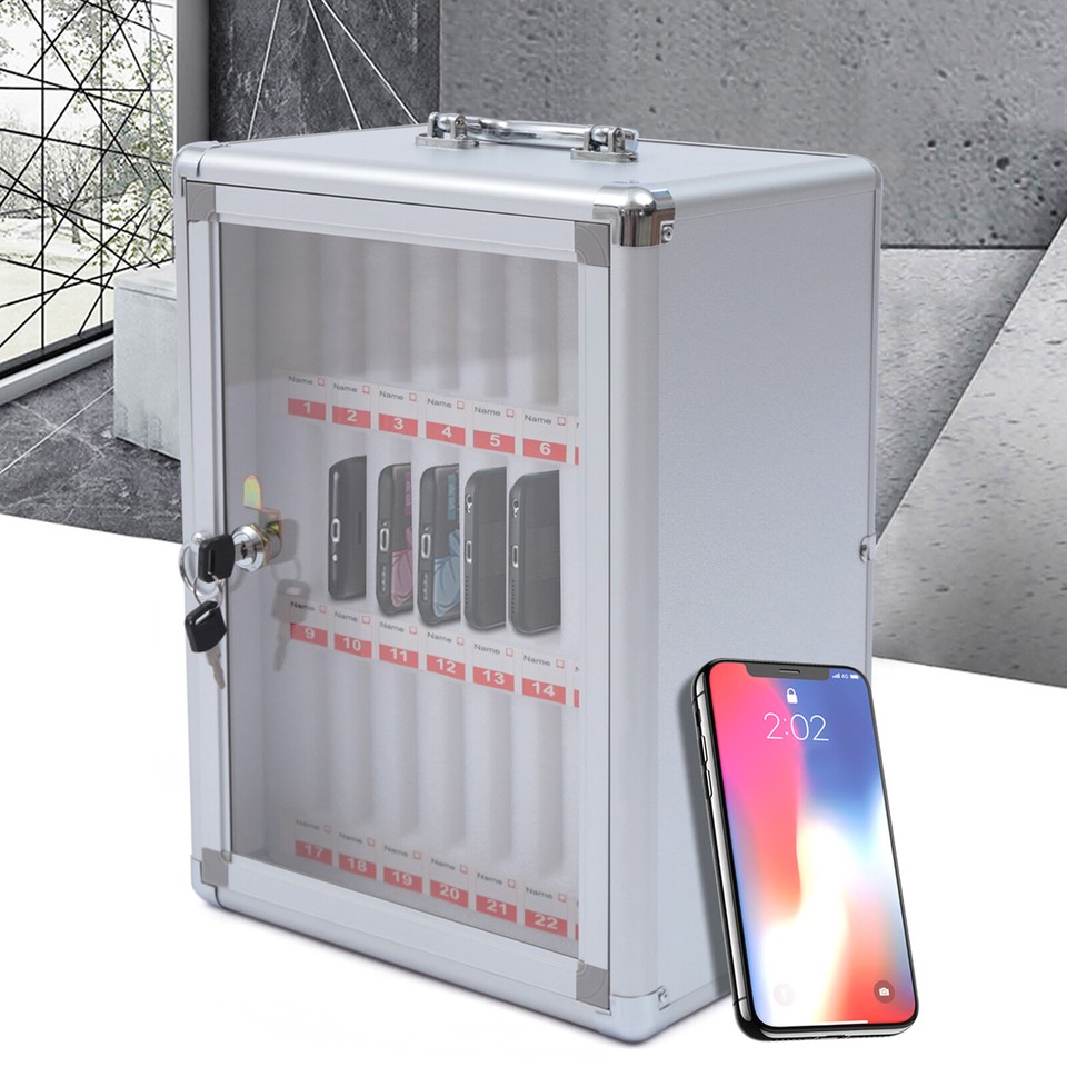Mobile phone storage cabinet, 24 compartments, lockable, secure, wall ...