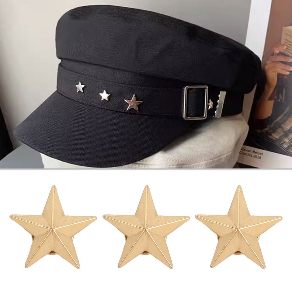 50 Set 5 Pointed Star Rivets Alloy 16mm Star Studs with 4mm Slot Screws ...