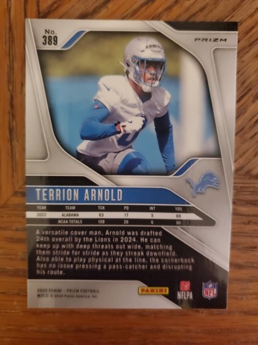 Terrion Arnold 2024 Panini Prizm Black And White Checkerboard Rookie | eBay