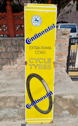 1920's Old Antique Vintage Continental Tyres Porcelain Enamel Sign ...