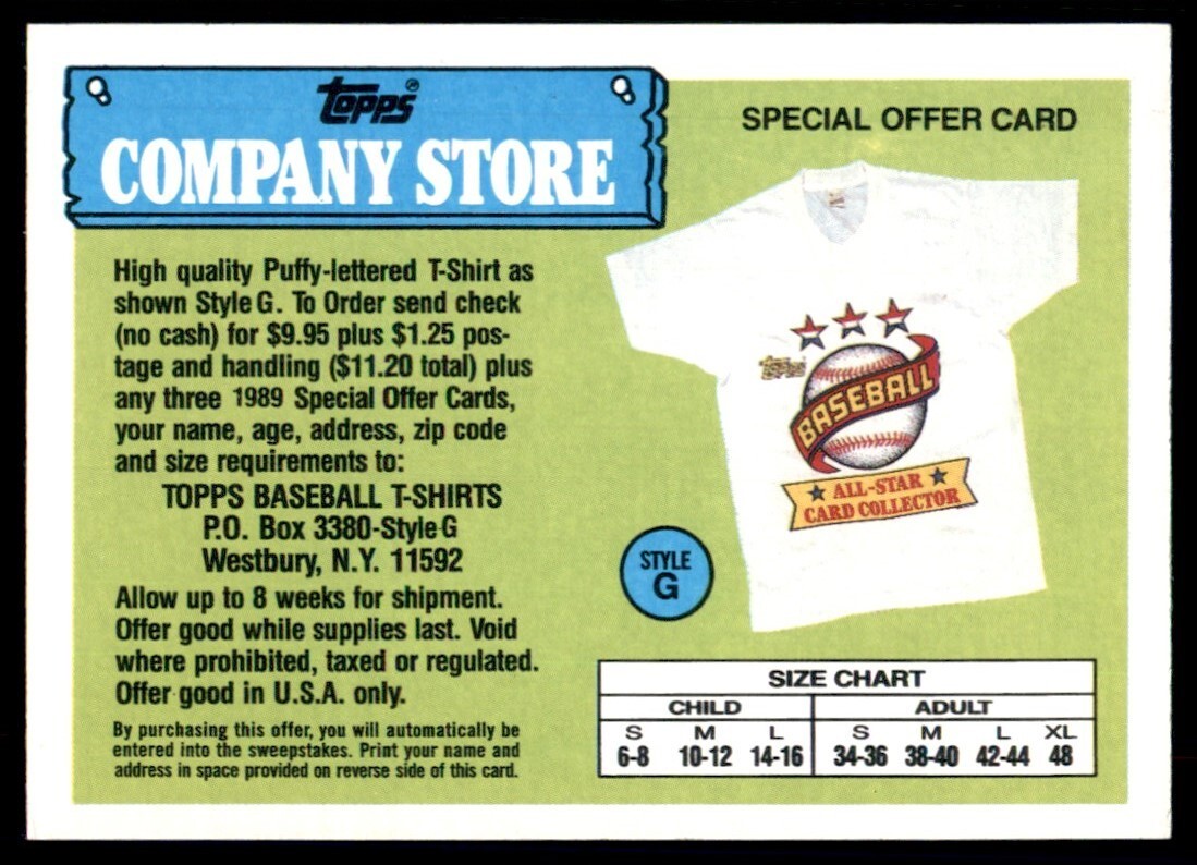 1989 Topps Baseball #NNO Topps Company Store | eBay