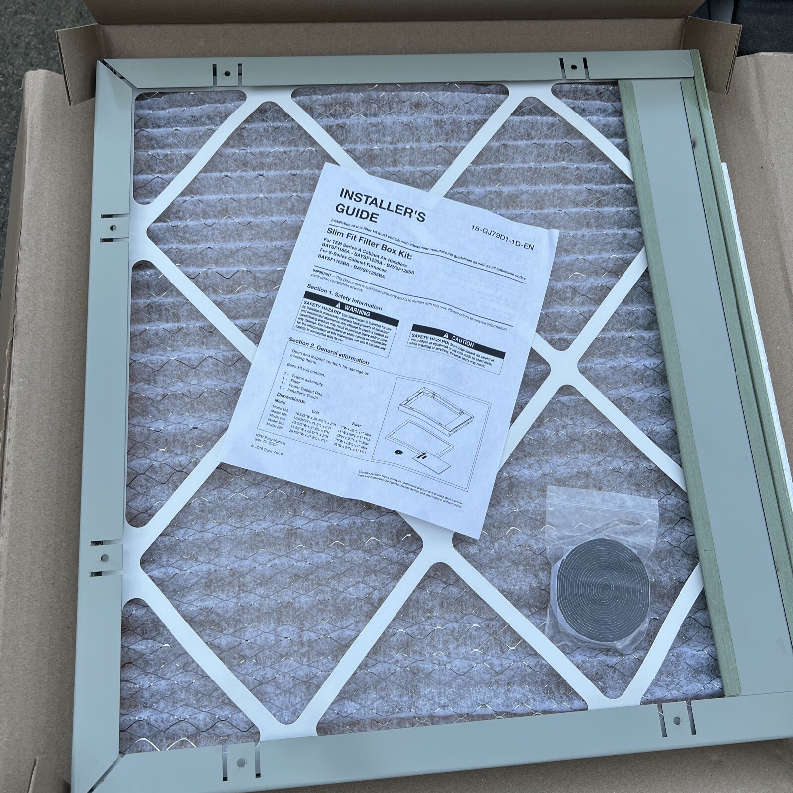 American Standard / Trane 23.5" Slim Fit Filter Box Kit BAYSF1235BAA ...