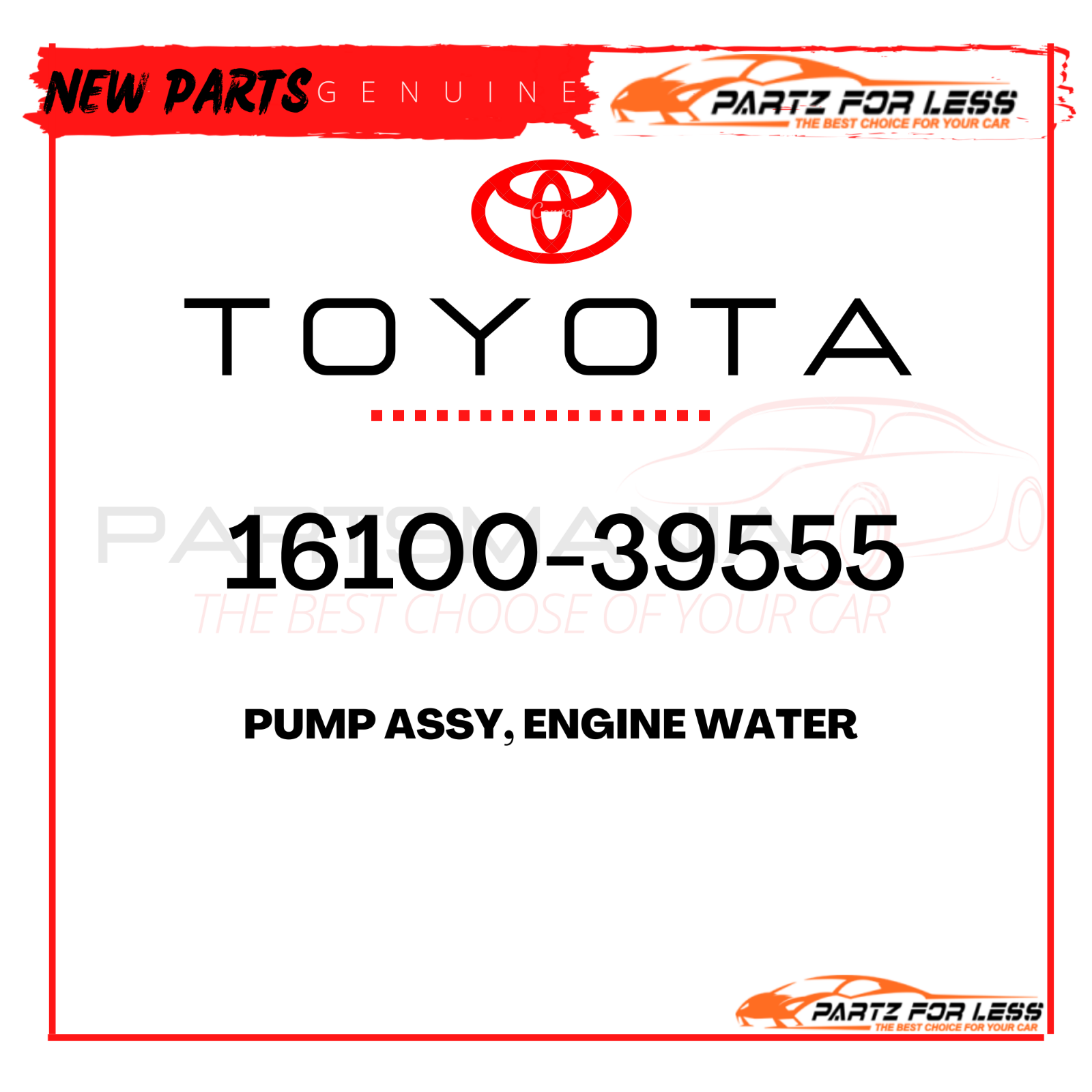 16100-39555 TOYOTA GENUINE PUMP ASSY, ENGINE WATER 1610039555 NEW OEM ...