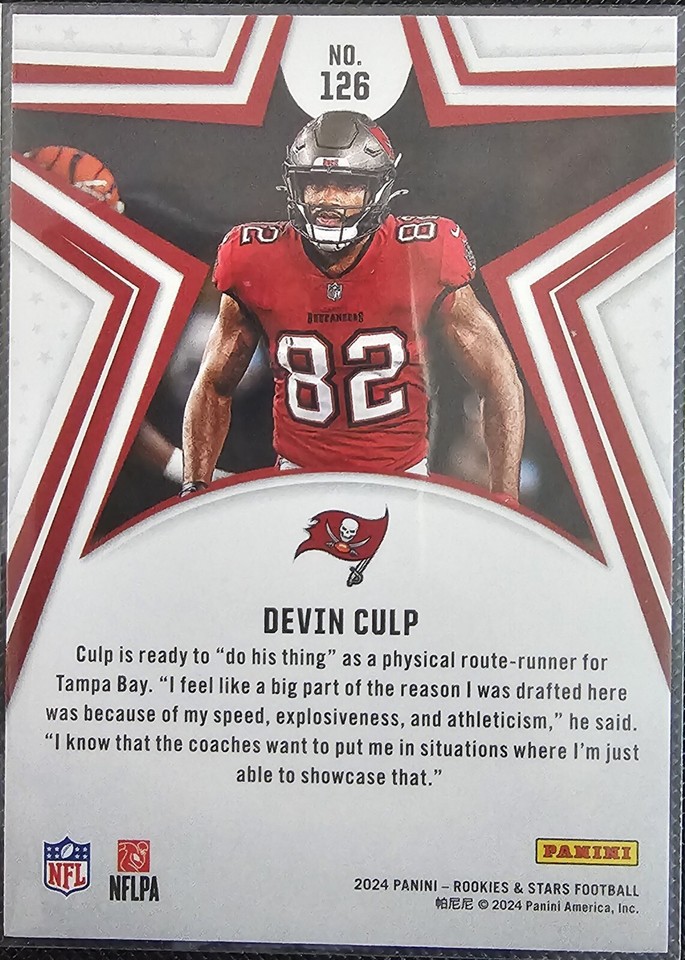 2024 Panini Rookies & Stars #126 Devin Culp (RC) - Tampa Bay Buccaneers ...