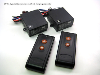 12V 30A 315mhz dry contact 2ch momentary switch 2 long range remote ...