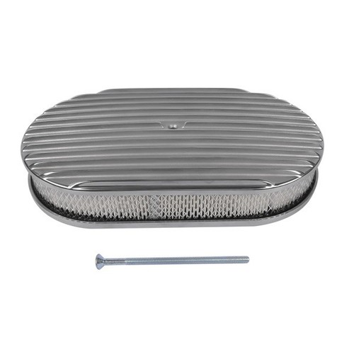 15" Oval Full Finned Polished Aluminum Air Cleaner Filter Fits for ...