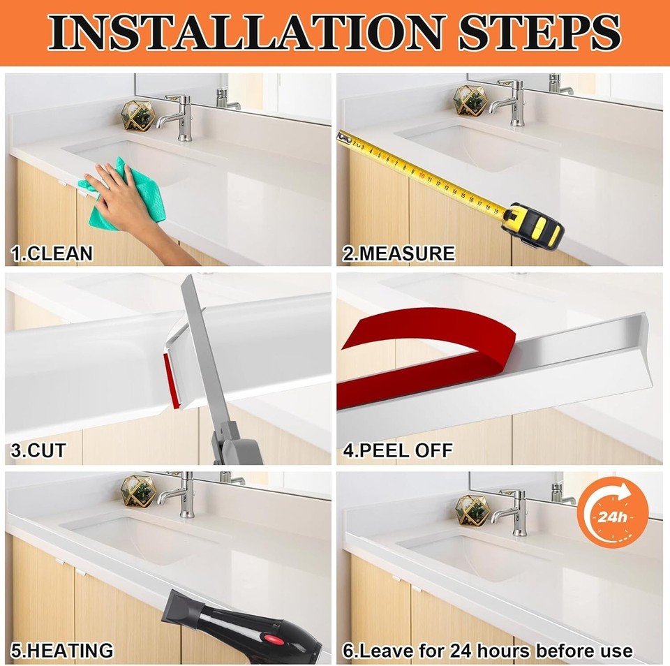 5M Wet Room Floor Barrier Silicone Shower Tray Sealing Strip Self ...