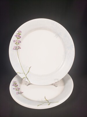 Corelle Summer Meadow 4 Dinner Plates Purple Flowers Blue Trim 10 1/4 ...