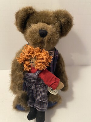 Boyds Bears Simon Beanster & Andy 10” Plush Bear Holding Rag Doll With ...