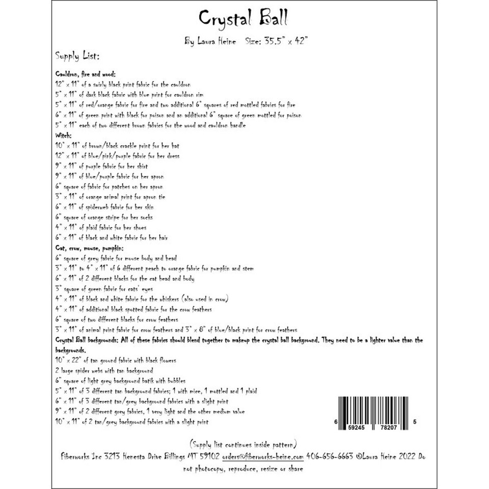 CRYSTAL BALL ~ Collage Quilt Pattern by Laura Heine ~ 35.5"x42" Witch ...