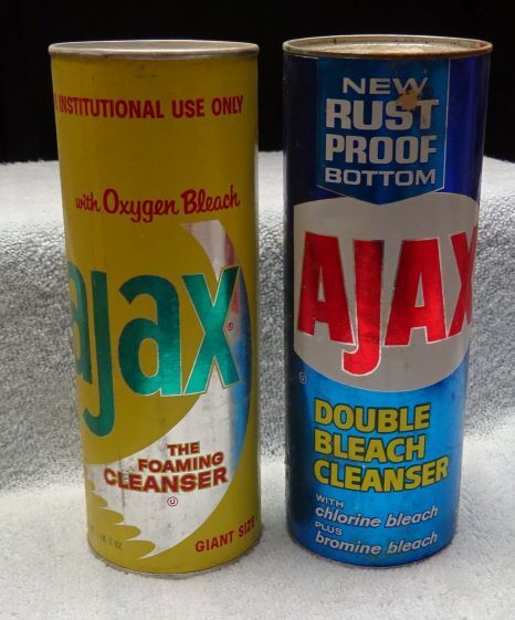 ** Pair of VINTAGE - CONTAINERS of AJAX Cleaner - Unopend - BLUE and ...