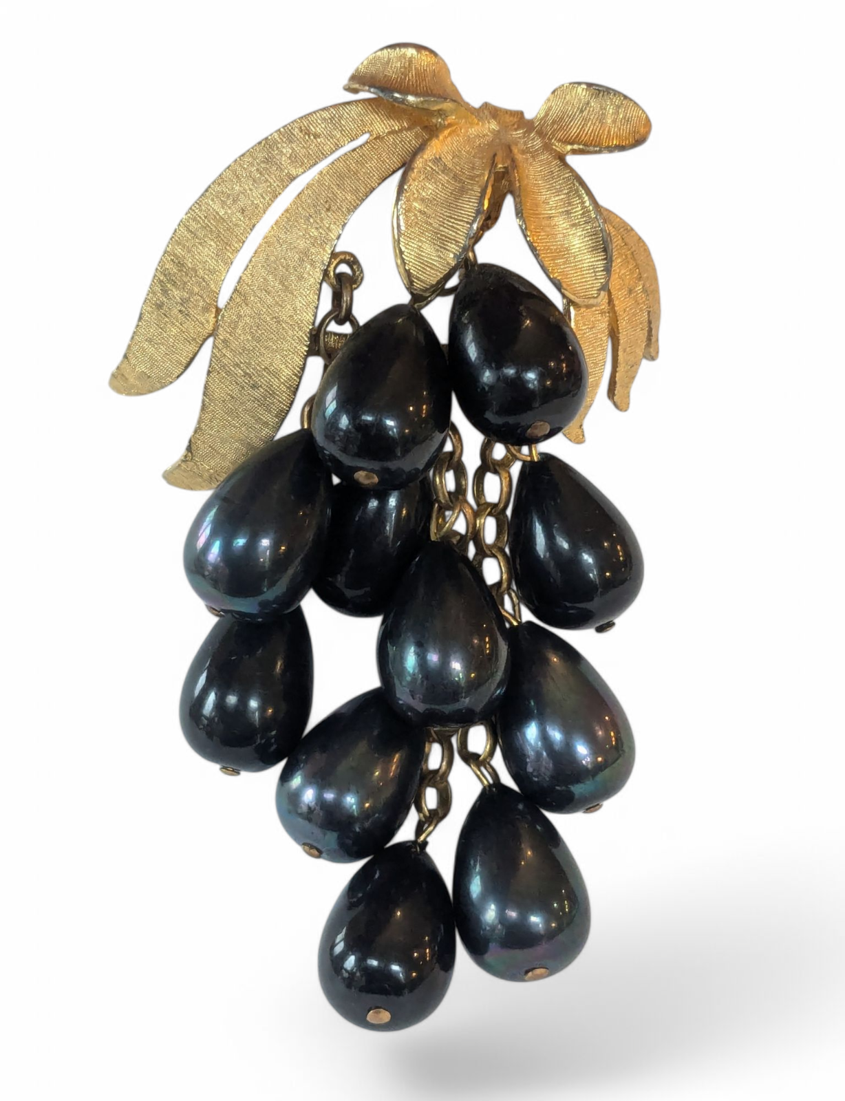 VINTAGE Jumbo Tear drop Faux Pearl Grape Cluster Dangle Brooch Pin | eBay