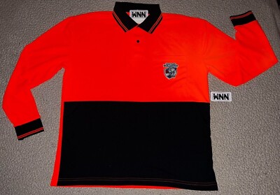 AFL Western BULLDOGS Mens Workwear Fluro Orange Long Sleeve Hi-vis Polo ...