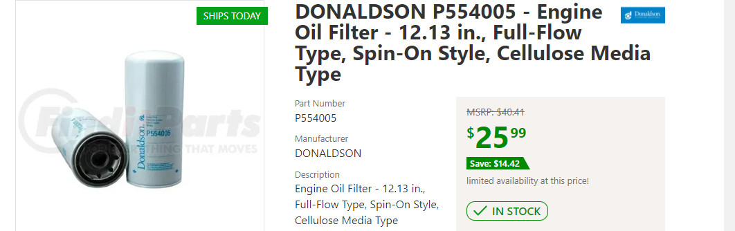 DONALDSON P554005 - cross reference oil filters | oilfilter ...