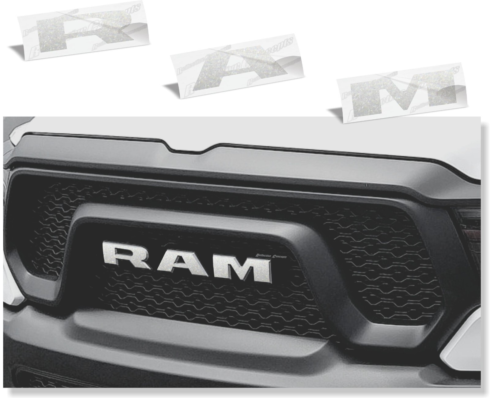 RAM Grille Emblem Overlay Decal - 2015-2018 Ram Rebel and 19-23 Warlock ...