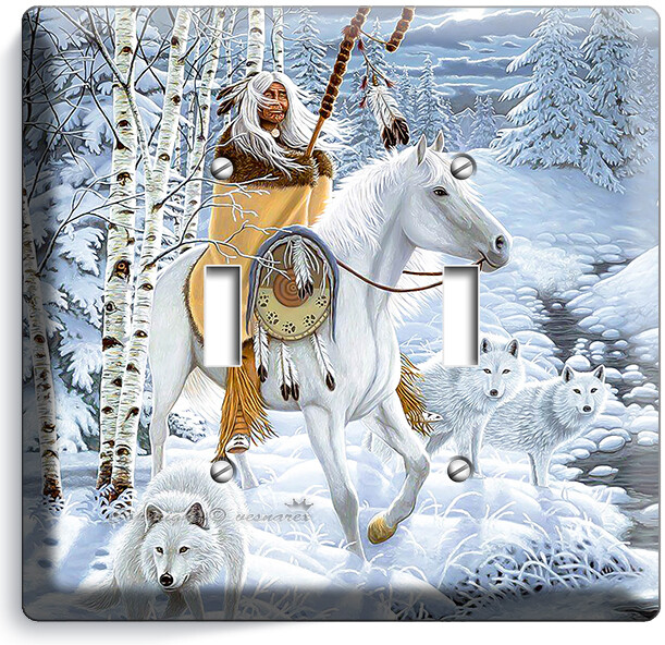 NATIVE AMERICAN INDIAN CHIEF WHITE HORSE WINTER LIGHT SWITCH OUTLET ...