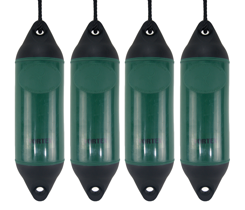 4 x HURRICANE Vortex Boat Fenders: Dark Green PM01 - FREE SPLICED END ...