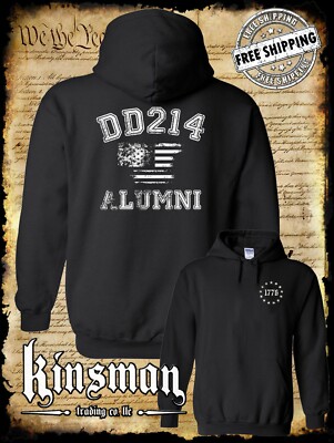 DD214 Alumni Flag US Military 2-Sided Hoodie Army Marines Navy Air ...