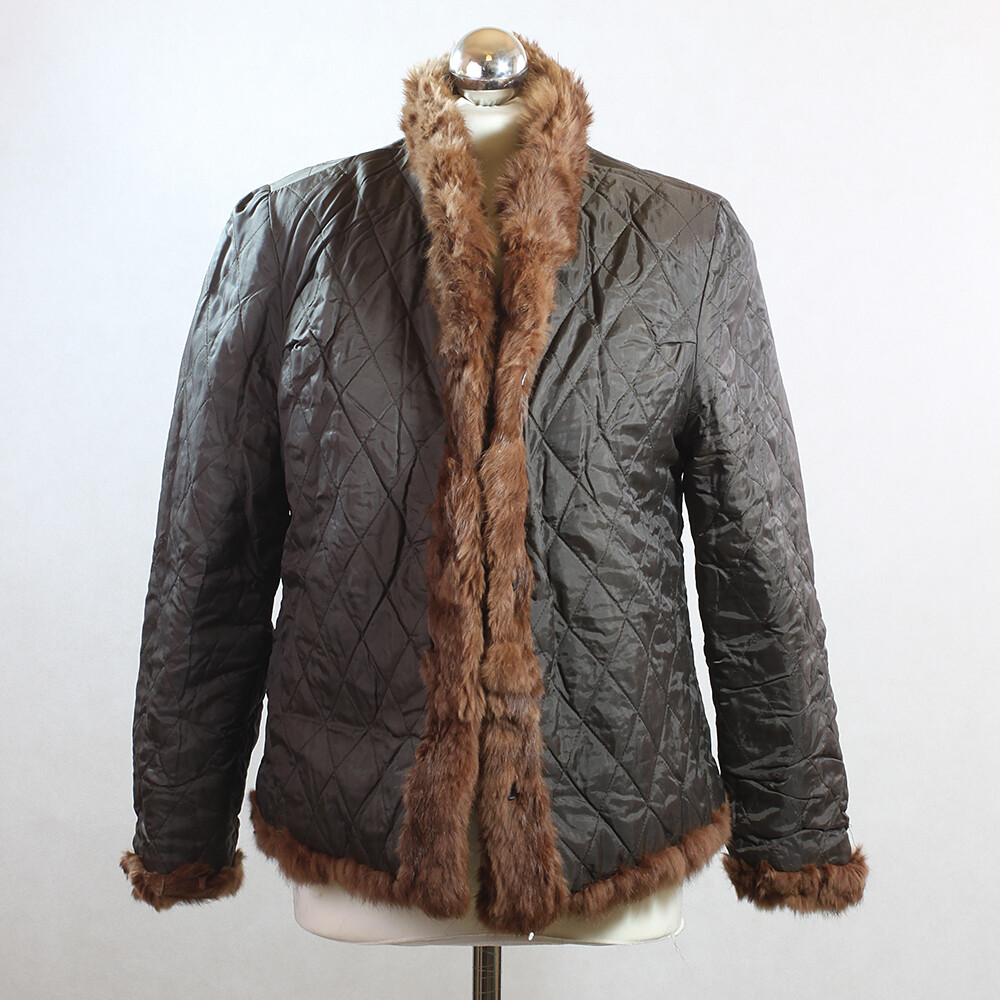 Women's Ladies' Winter Jacket Coat Brown Natural Genuine Leather Fur 38 M Rabbit | eBay