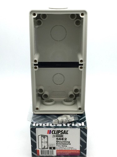Clipsal 56E2 Mounting Enclosure 2 Gang 2x25 1x32mm 198 x 101 x 63mm ...