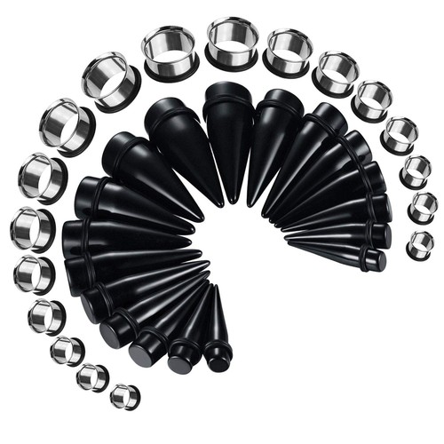 36PC Ear Stretching Kit - 00G-25mm Big Gauges - Surgical Steel Single ...