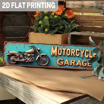 2D Retro Motorcycle Garage Metal Sign Man Caves Bars Home Workshops ...