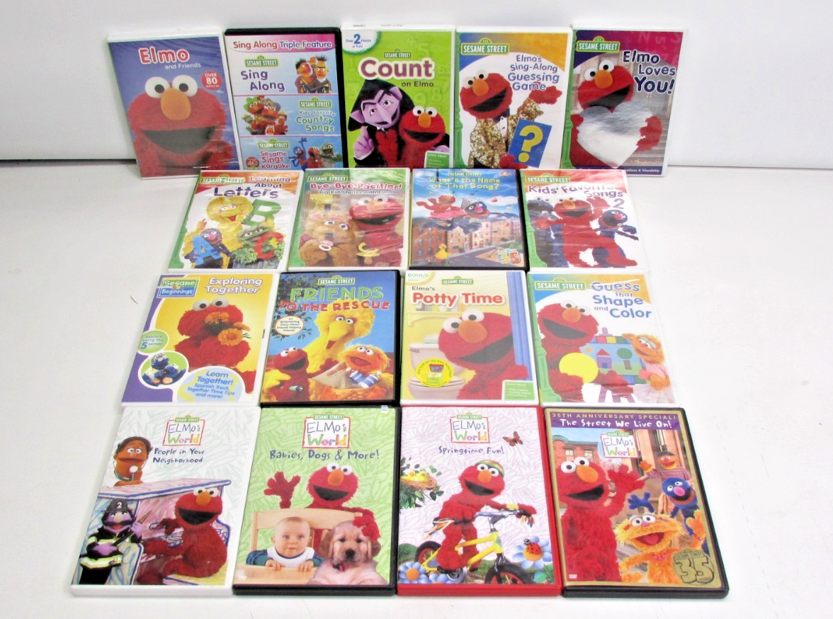 Lot of 23 Sesame Street DVDs- Elmo's World/ Sing Along/Count on Elmo | eBay
