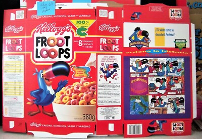 1992 Mexico Kellogg's Froot Loops Cereal Box File Copy unused Flat s413 ...