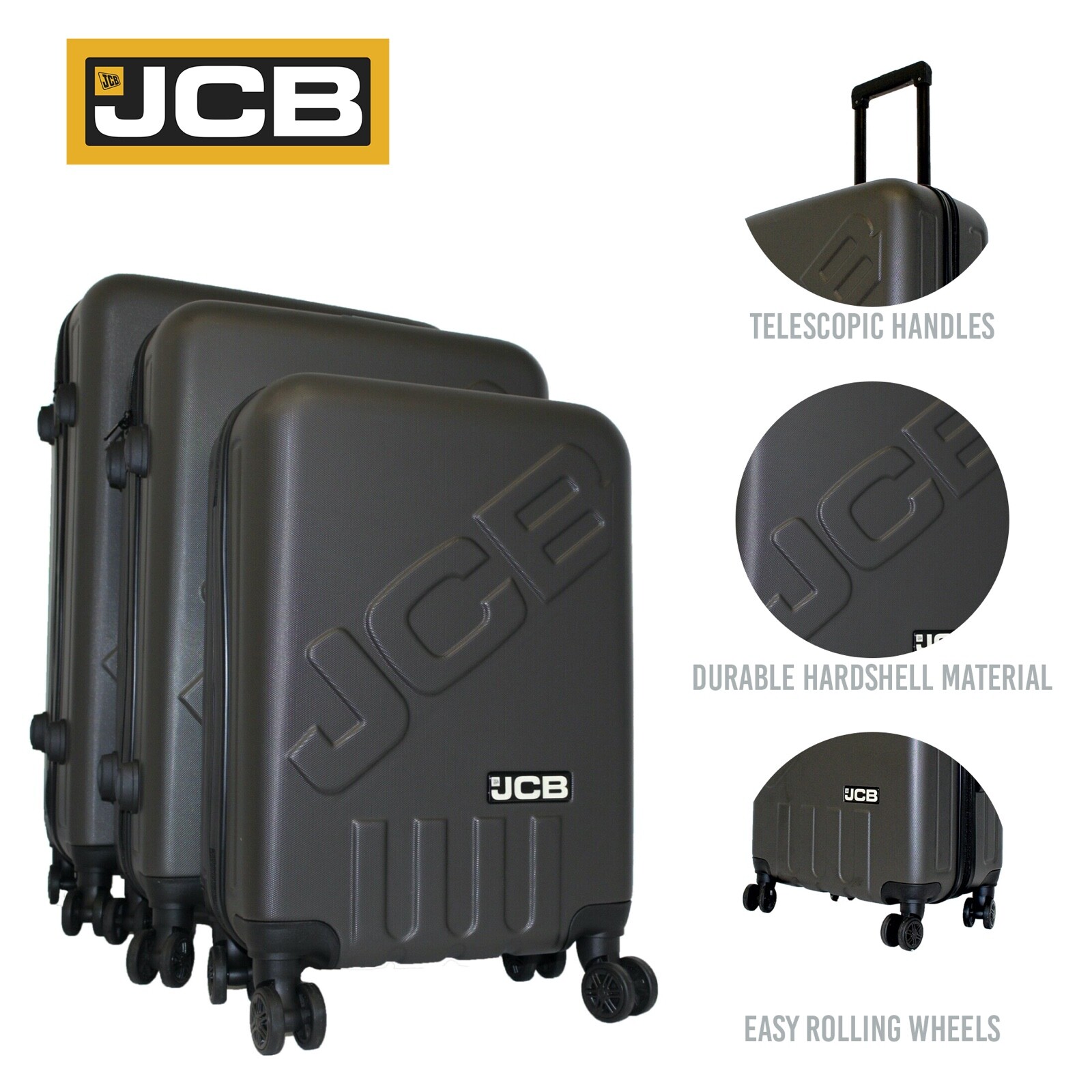 JCB Hard Shell Suitcases, ABS Luggage Travel Case, Cabin Approved Case ...