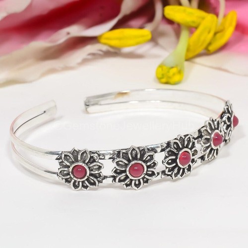 Womens day Deal Red Ruby Stone 925 Sterling Silver July Birth Wife Cuff ...