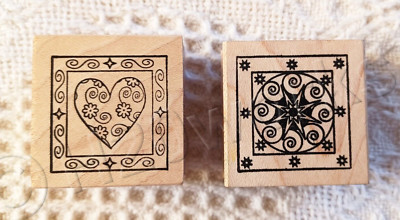 RARE Outlines Rubberstamps, Heart Stamp, Swirl Design Stamp, LOT OF 2 ...