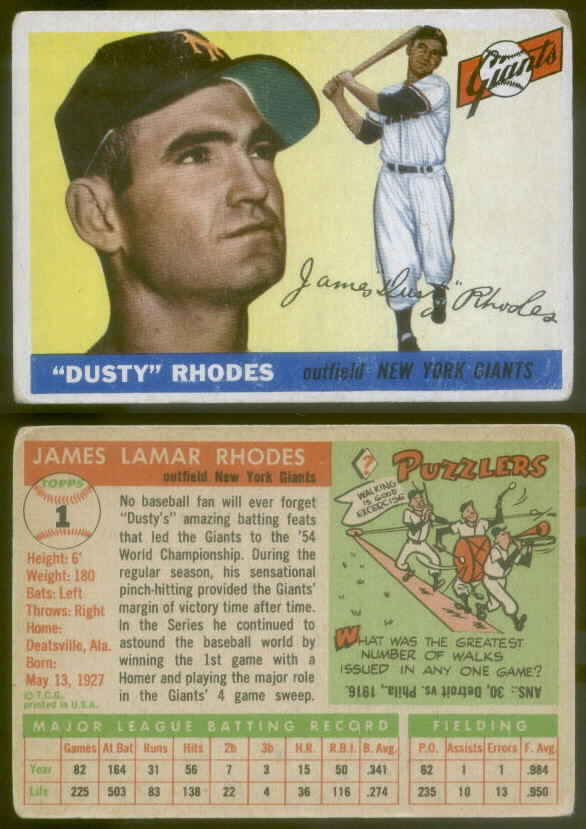 (7634) 1955 Topps 1 Dusty Rhodes Giants-GD | eBay