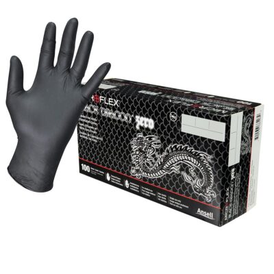 Microflex BD-1001-NPF Black Dragon Zero PF Nitrile Exam Gloves - Small ...
