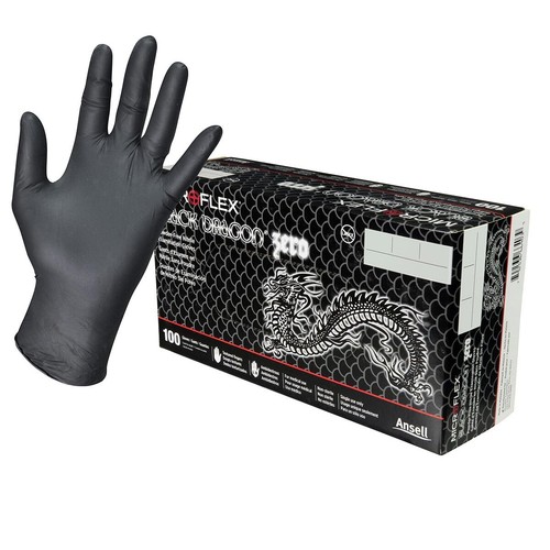 Microflex BD-1001-NPF Black Dragon Zero PF Nitrile Exam Gloves - Small ...
