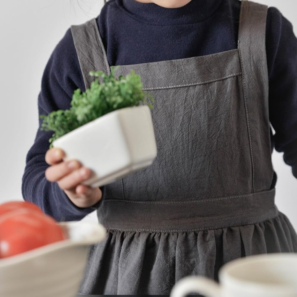 Aprons for Cooking Cotton Linen Children Baking Kitchen Apron Gardening ...