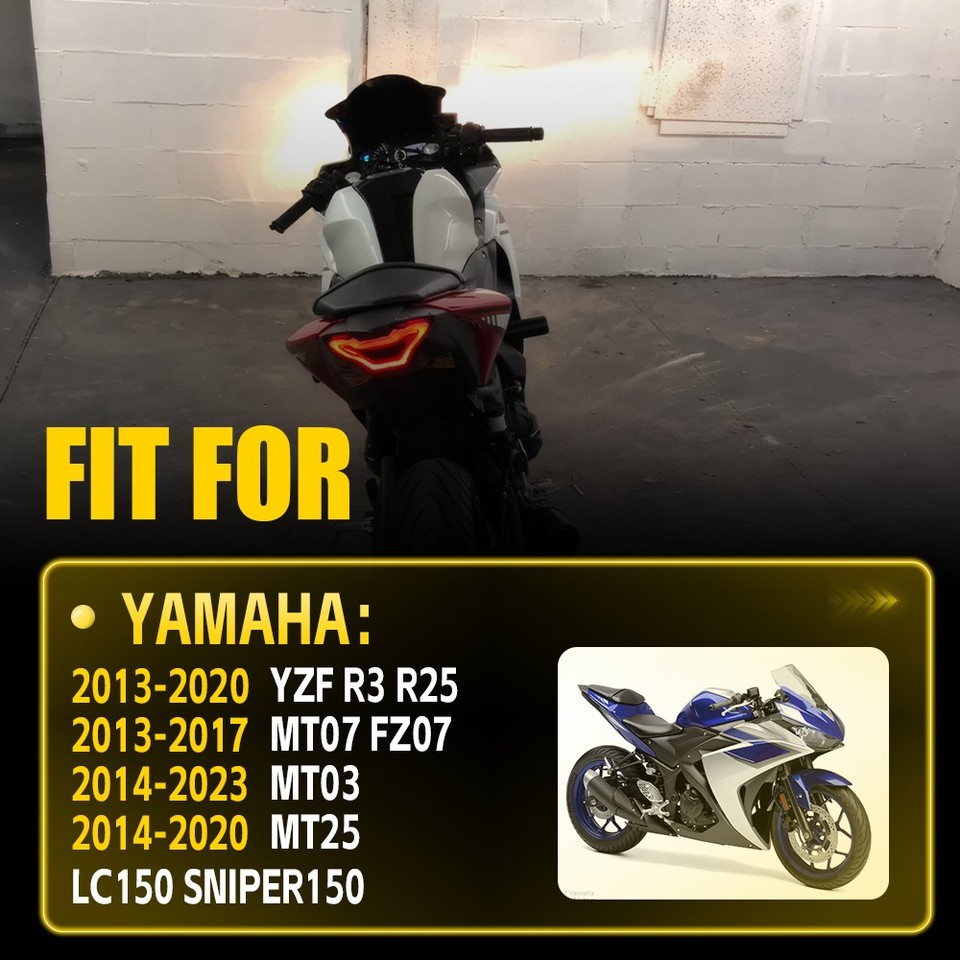Integrated LED Tail Light Brake Turn Signal For Yamaha R3 FZ07 MT03 ...