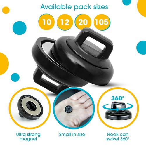 . Multipurpose Magnetic Cable Zip Tie Mounts Neodymium Magnets Black ...