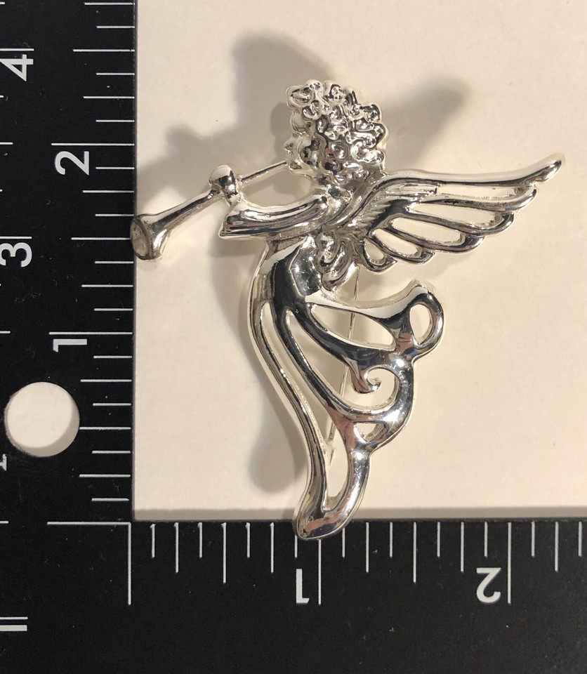 2 .5 Inch Silver color Angel Playing Trumpet Jewelry Pendant pin | eBay