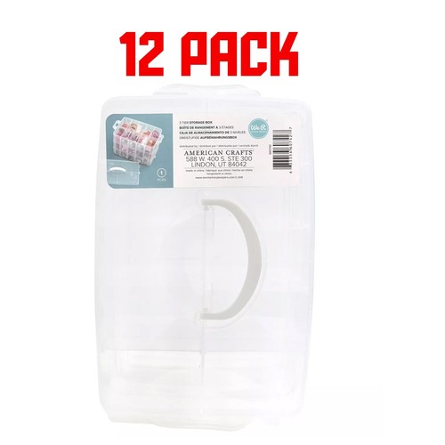 12 PACK We R Memory Keepers 3-Tier Snap Box Translucent Plastic Storage ...