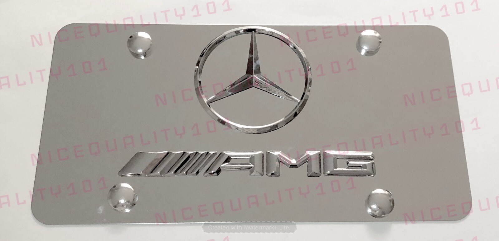 3D Mercedes Benz AMG Front Stainless Steel Finished License Plate Frame ...