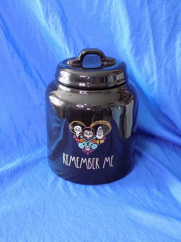 Rae Dunn COCO Disney Pixar 'REMEMBER ME' Large Black Ceramic Canister ...