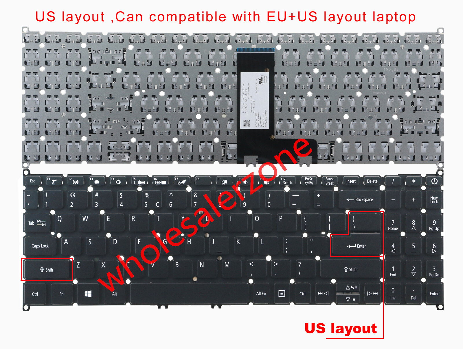 US non-backlit Keyboard for Acer EX215-22 EX215-51 EX215-52G EX215-53G ...